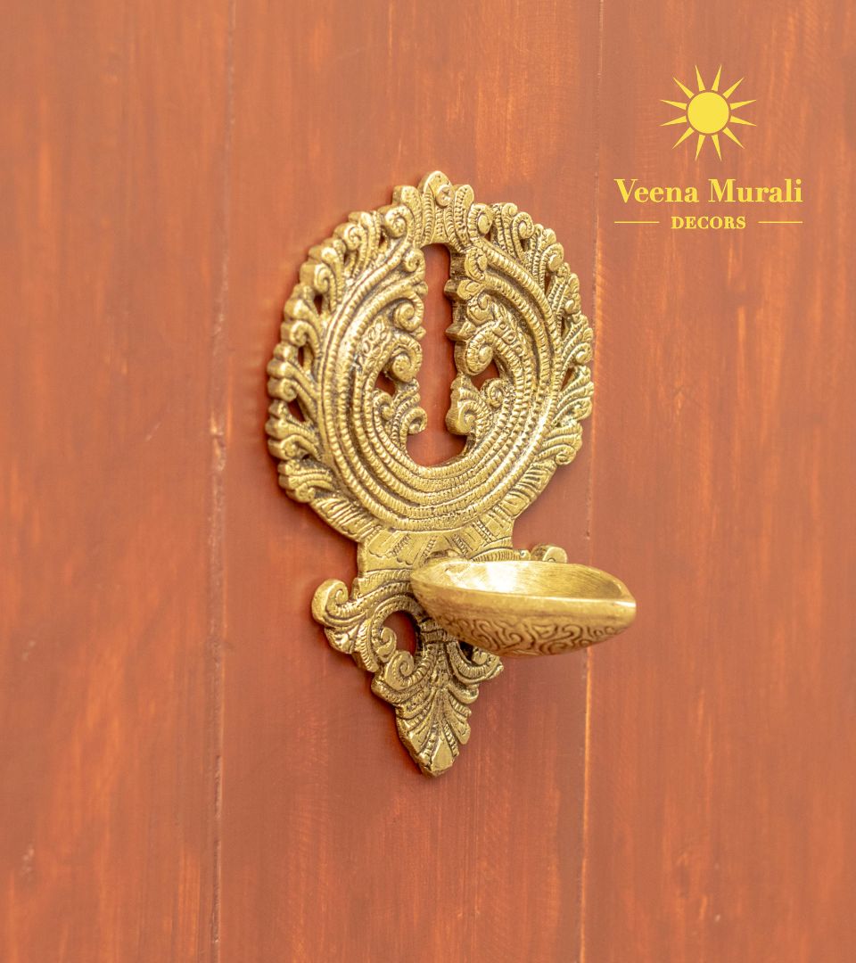 Traditional Twin Carving Brass Hanging Diya