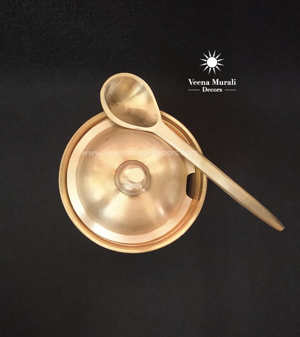 Bronze Pot with Spoon – Small Traditional Pot for Serving and Storage