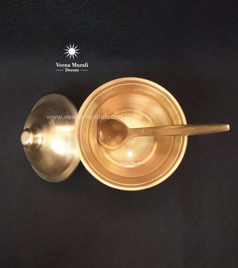 Bronze Pot with Spoon – Small Traditional Pot for Serving and Storage