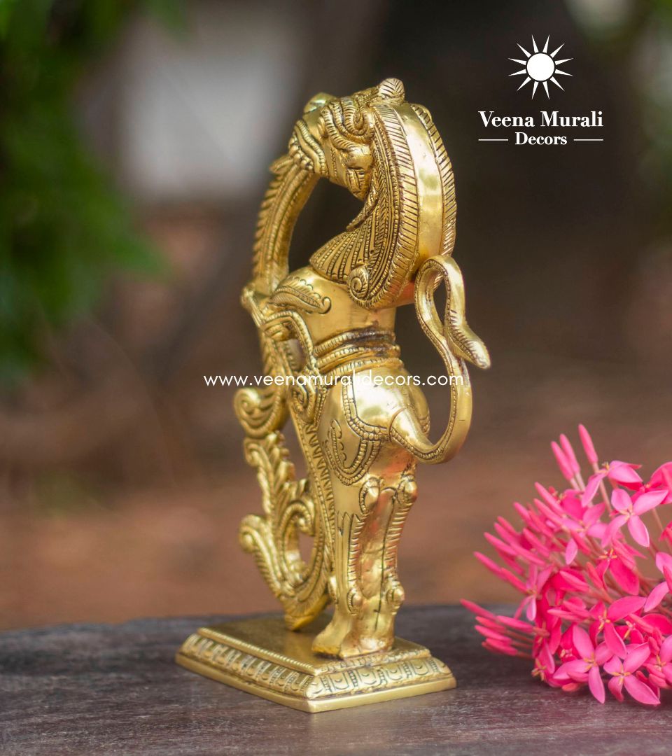 Yali 8.5 Inch – Brass Mythical Creature Decor for Strength & Protection