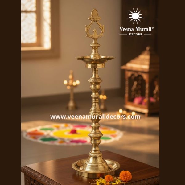 Sun Moon Vishnu Lakshmi Lamp Set 4.5 inch – Vintage Brass Lamp for Worship