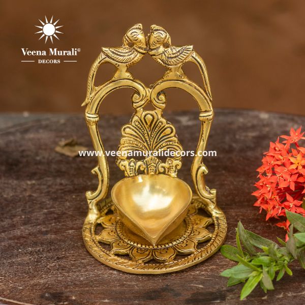 Sun Moon Vishnu Lakshmi Lamp Set 4.5 inch – Vintage Brass Lamp for Worship